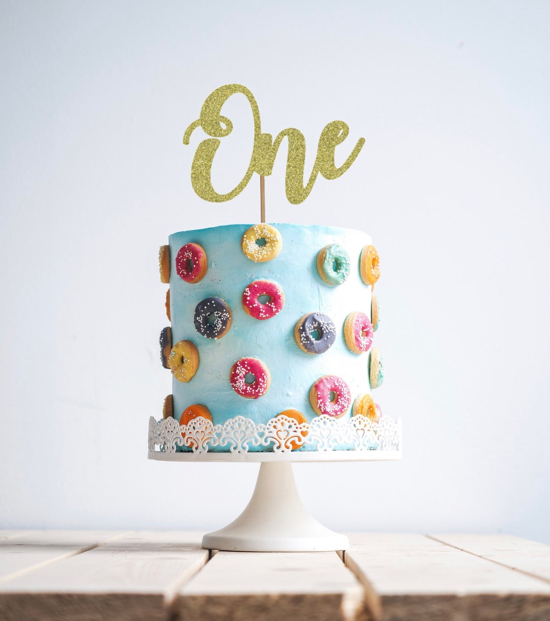 One Cake Topper, One Cake Topper, First Birthday Cake Topper, Gold ...