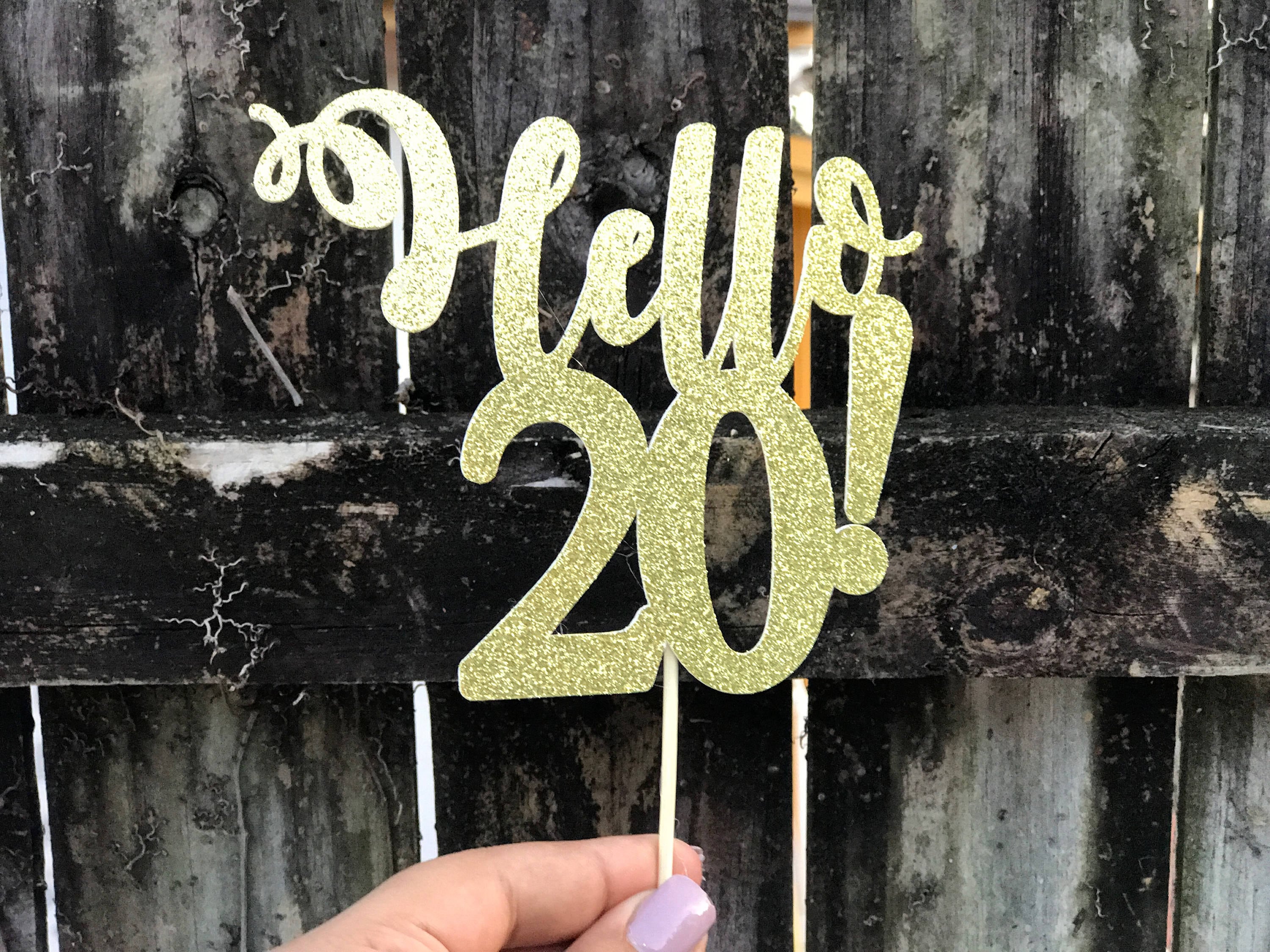 Hello 20 Cake Topper, 20th Birthday Cake Topper, 30 Cake Topper, Happy ...