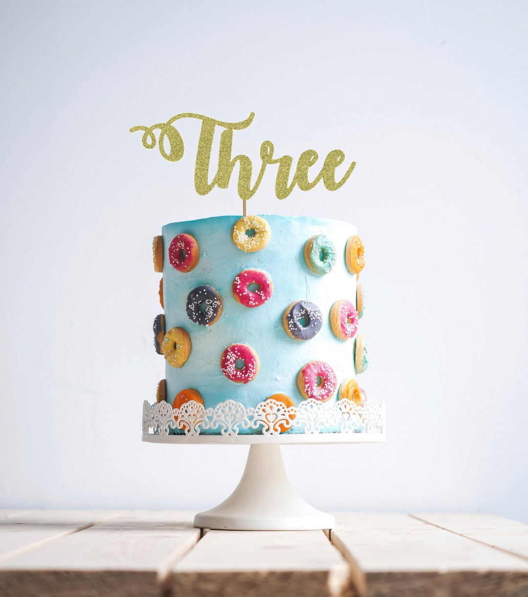 Third Cake Topper, 3rd Cake Topper, Third Birthday Cake Topper, Gold ...