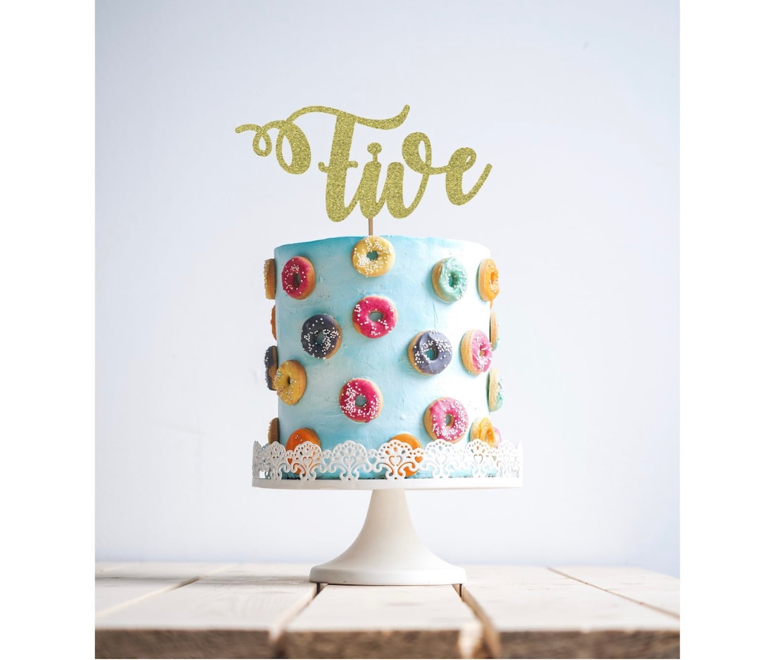 5th Cake Topper, Five Cake Topper, 5rd Birthday Cake Topper, Gold ...