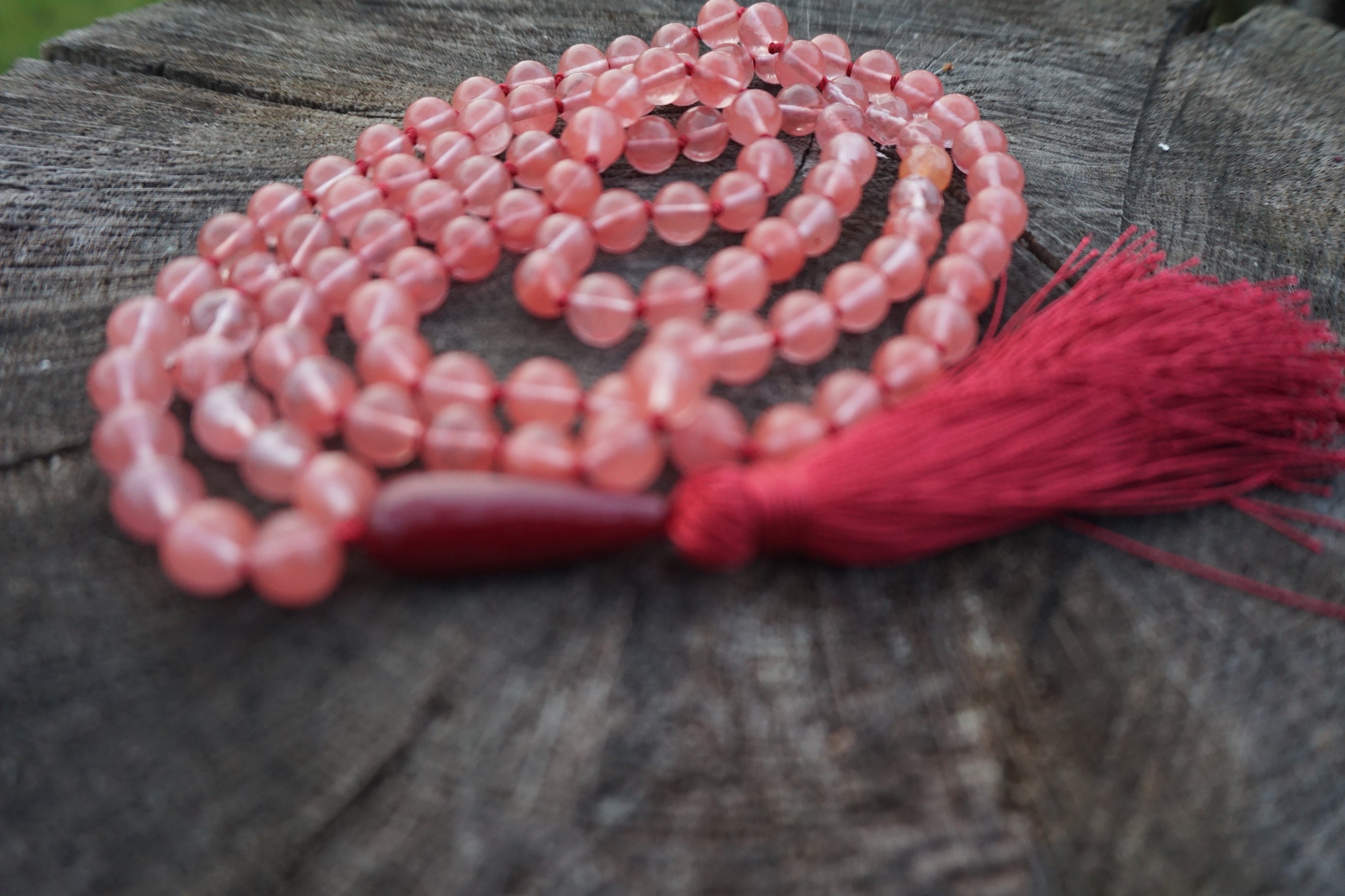 108 Bead Mala Cherry Quartz,red Jade - Etsy