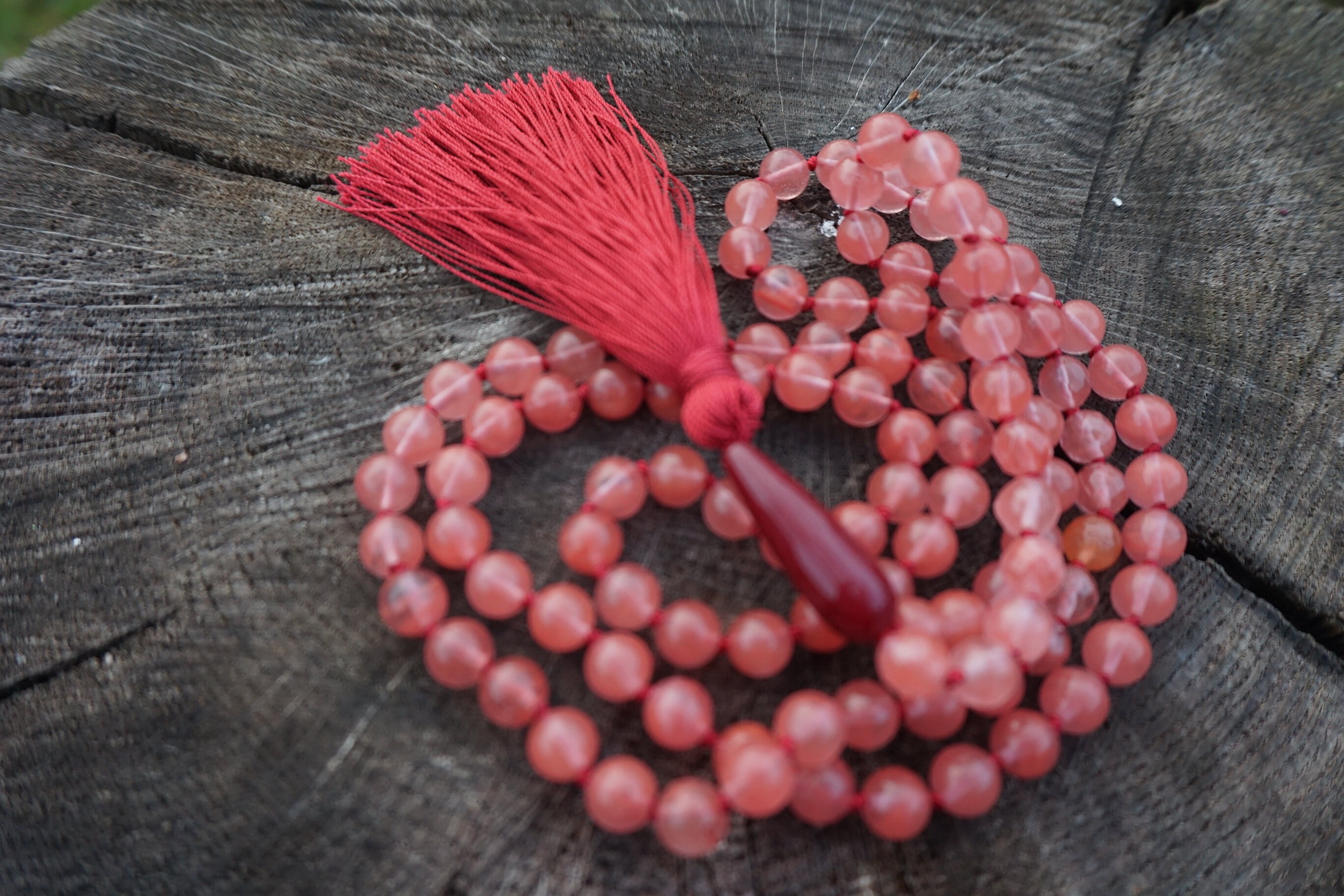 108 Bead Mala Cherry Quartz,red Jade - Etsy