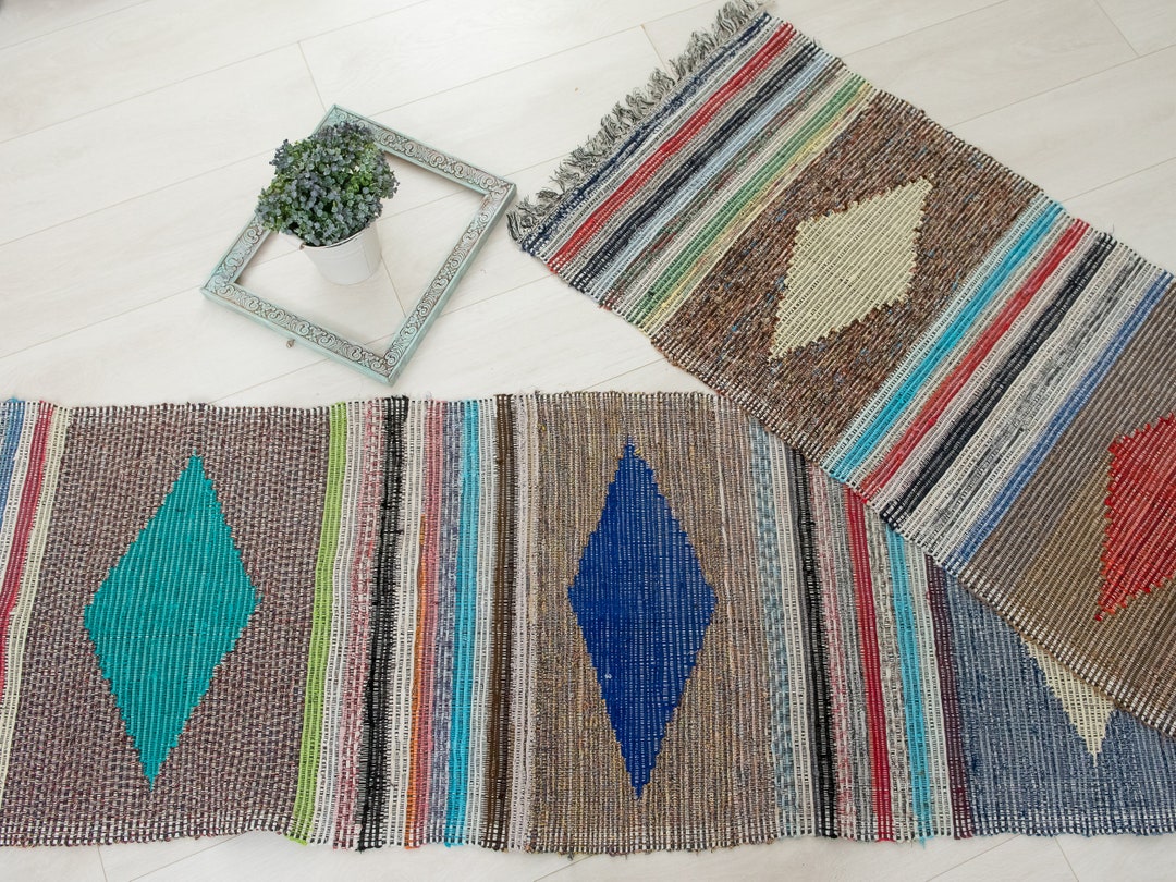 Rag Rug Large/ Antique Rag Rug/ European Rag Rug/ Rag Rug Loom/ Rag ...