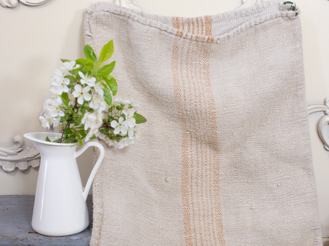 Getreide Sack Patch verblasstt tan Streifen | Antike Getreide Sack ...