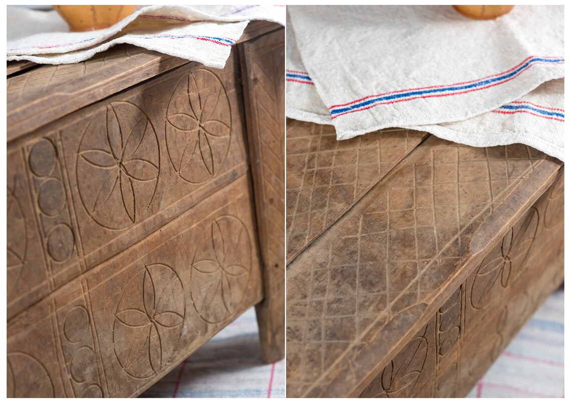 Primitive Old Traditional Hand Carved Chest, Beech Wood - Etsy
