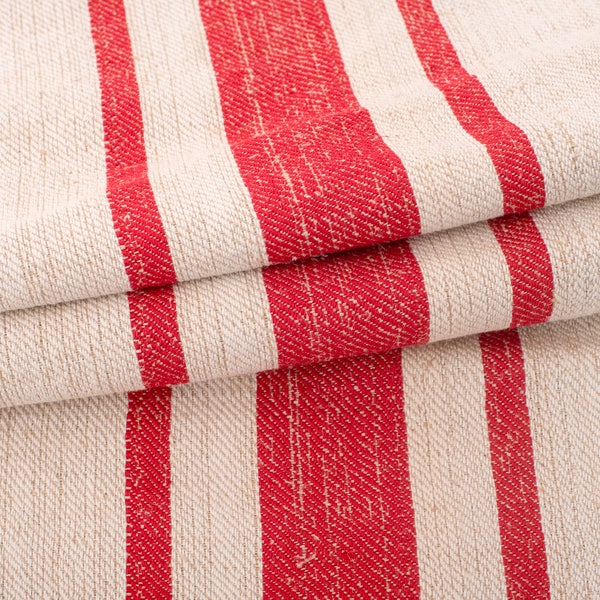 Red Stripe Linen - Etsy