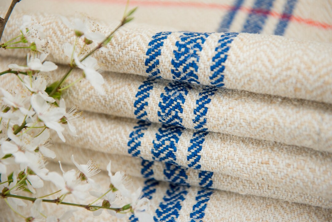 Blue Stripe Sack Fabric / Antique European Fabric **european Grain ...