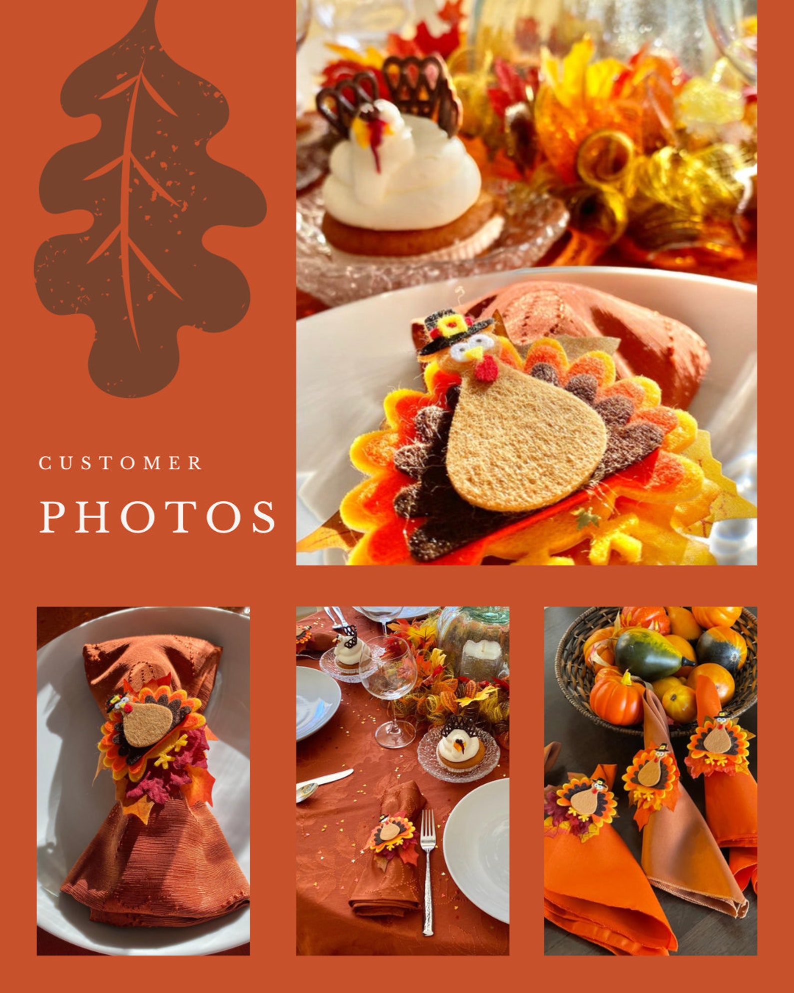Thanksgiving Party & Function Decor Turkey Napkin Rings With - Etsy