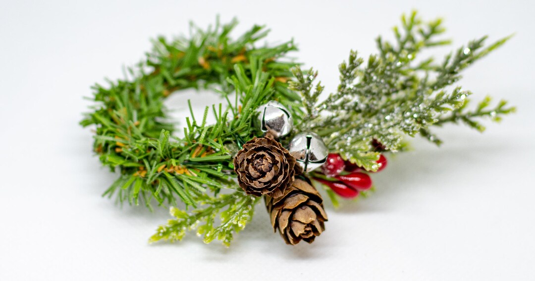Modern Farmhouse Holiday Napkin Rings With Pine Coves, Jingle Bells and ...