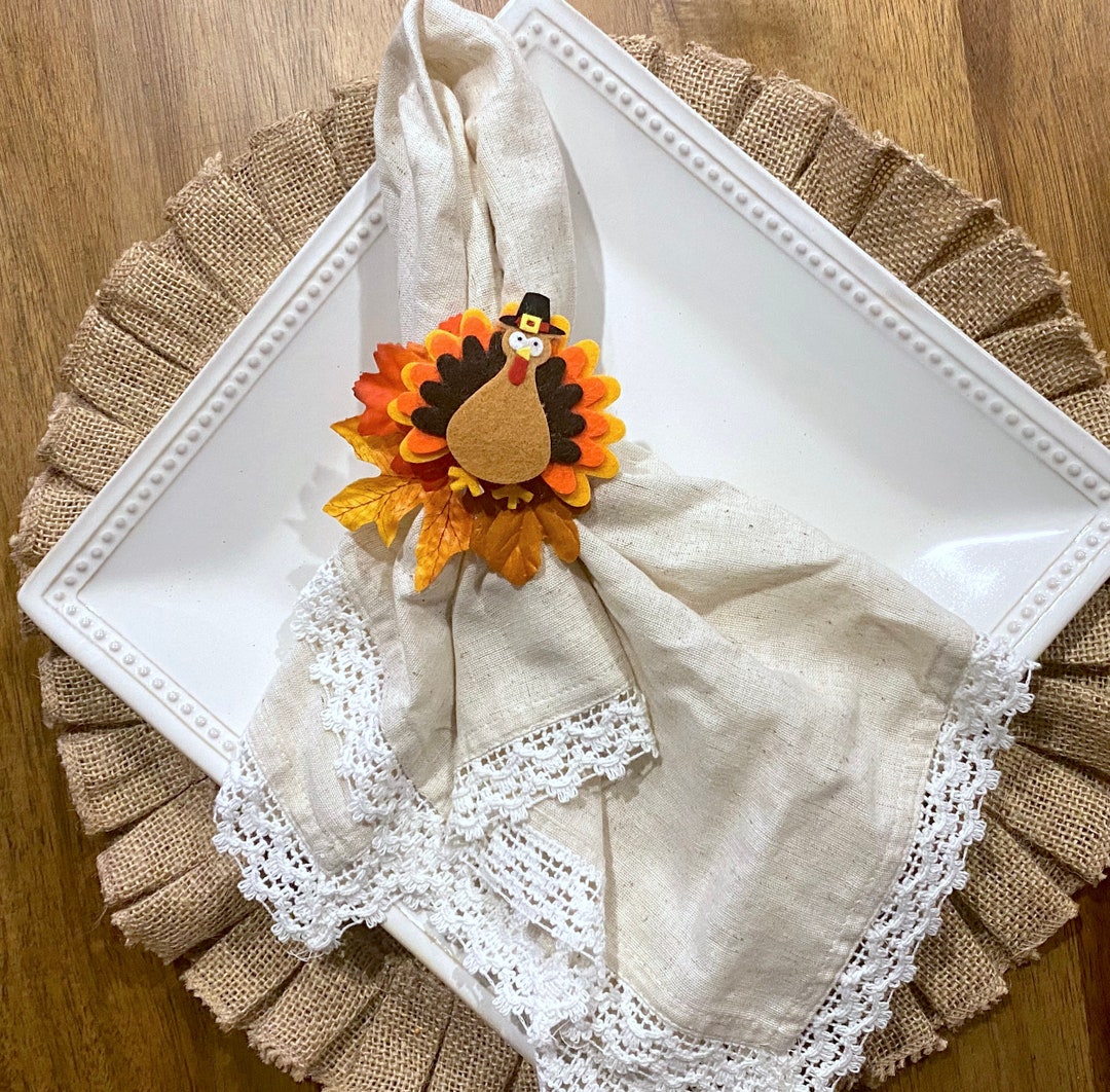 Thanksgiving Party & Function Decor; Turkey Napkin Rings With Fall ...