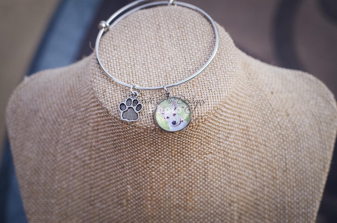 Pet Photo Bangle Bracelet, Custom Photo Gift for Dog Lovers ...