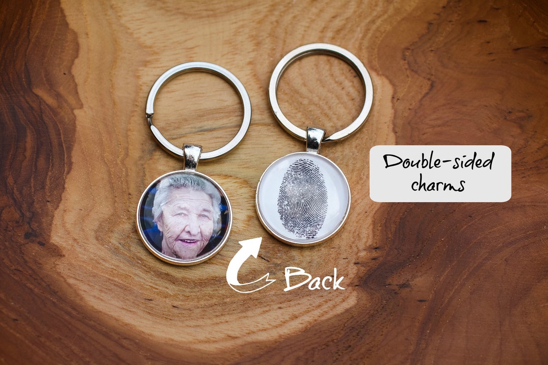 Personalized Memorial Gift, Photo and Real Fingerprint Key Chain ...