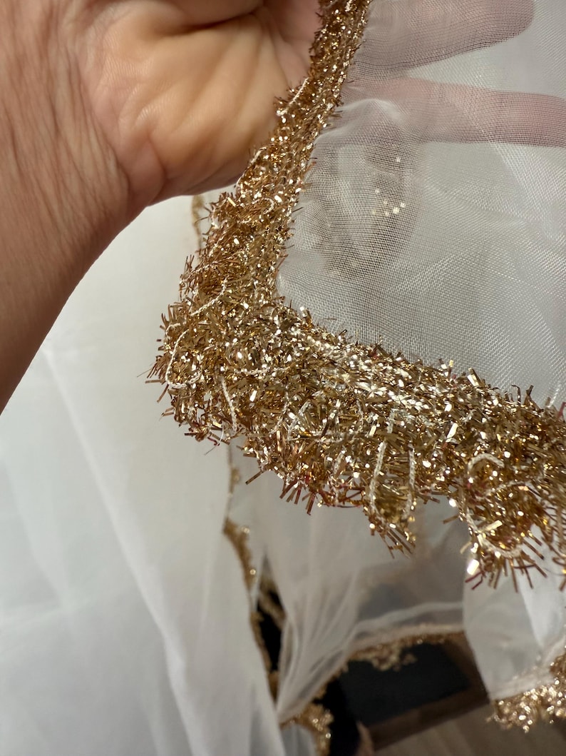 Pakistani Bridal Nikkah Veil Dupatta With Gold Fringe Kiran Border - Etsy