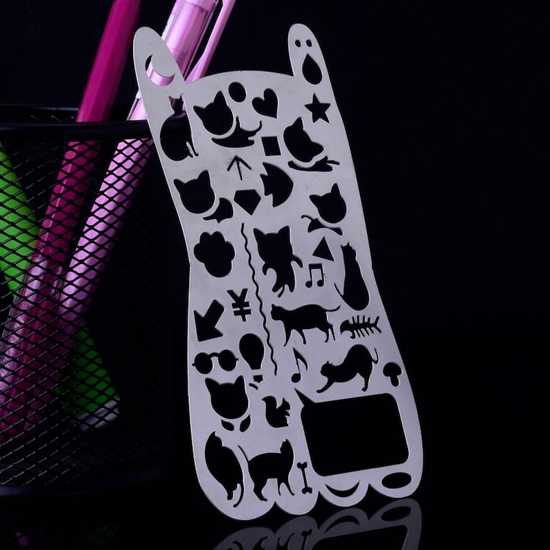 Metal Cat Drawing Stencil Drawing Ruler Planner Drawing - Etsy