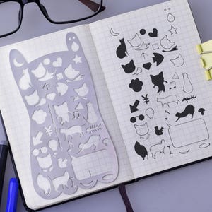 Metal Cat Drawing Stencil Drawing Ruler Planner Drawing Template Rule ...