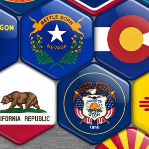 Magnetic Puzzle FLAGS of United STATES Collect Hexagon Magnets All 50 ...