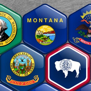 Magnetic Puzzle FLAGS of United STATES Collect Hexagon Magnets All 50 ...