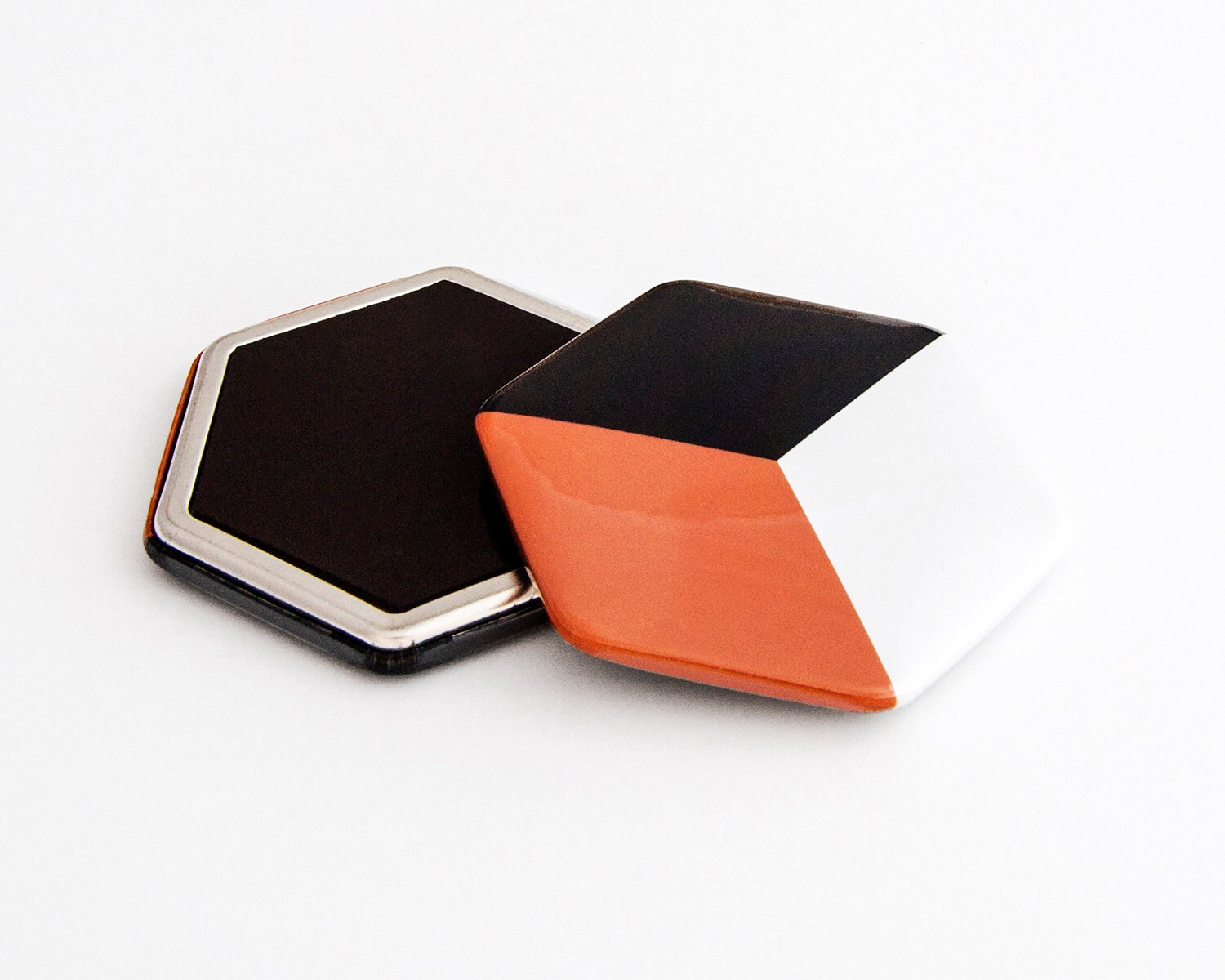 GREEK 3D ILLUSION Hexagon Magnets // Orange Black and White - Etsy