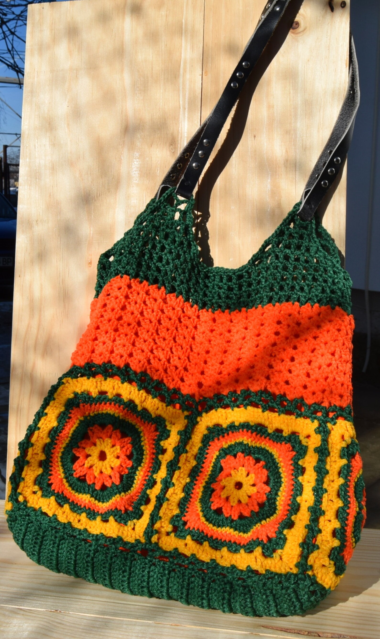 Unique Crochet Bag, Crochet Granny Squares Bag, Grey Crochet Handbag ...