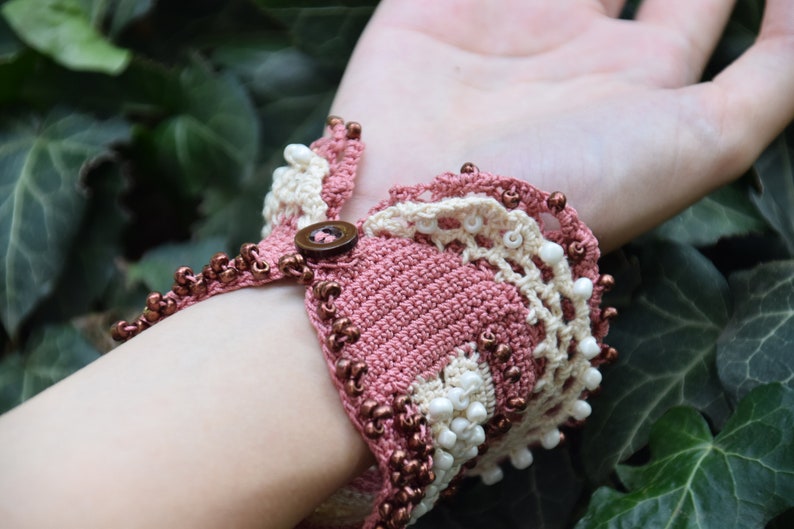 Crochet Lace,beaded Cuff Bracelet,romantic Boho,hipster Bracelet,boho ...