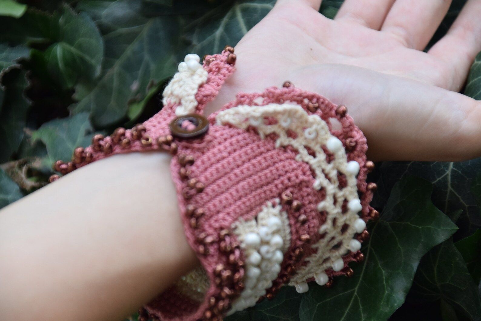 Crochet Lace,beaded Cuff Bracelet,romantic Boho,hipster Bracelet,boho ...
