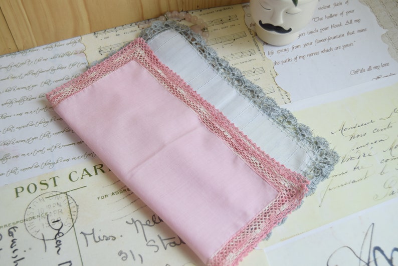 Colored Handkerchiefs,set of 2,hand Knitted Lace,cotton Fabric With ...