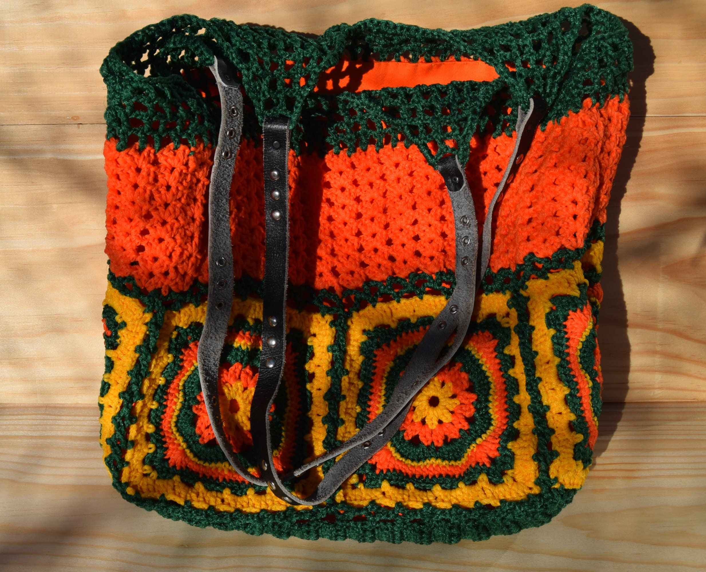 Unique Crochet Bag, Crochet Granny Squares Bag, Grey Crochet Handbag ...