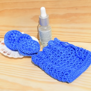 Cotton Face Pads, Set of 7, Face Scrubbies, Crocheted Laundry Bag ...