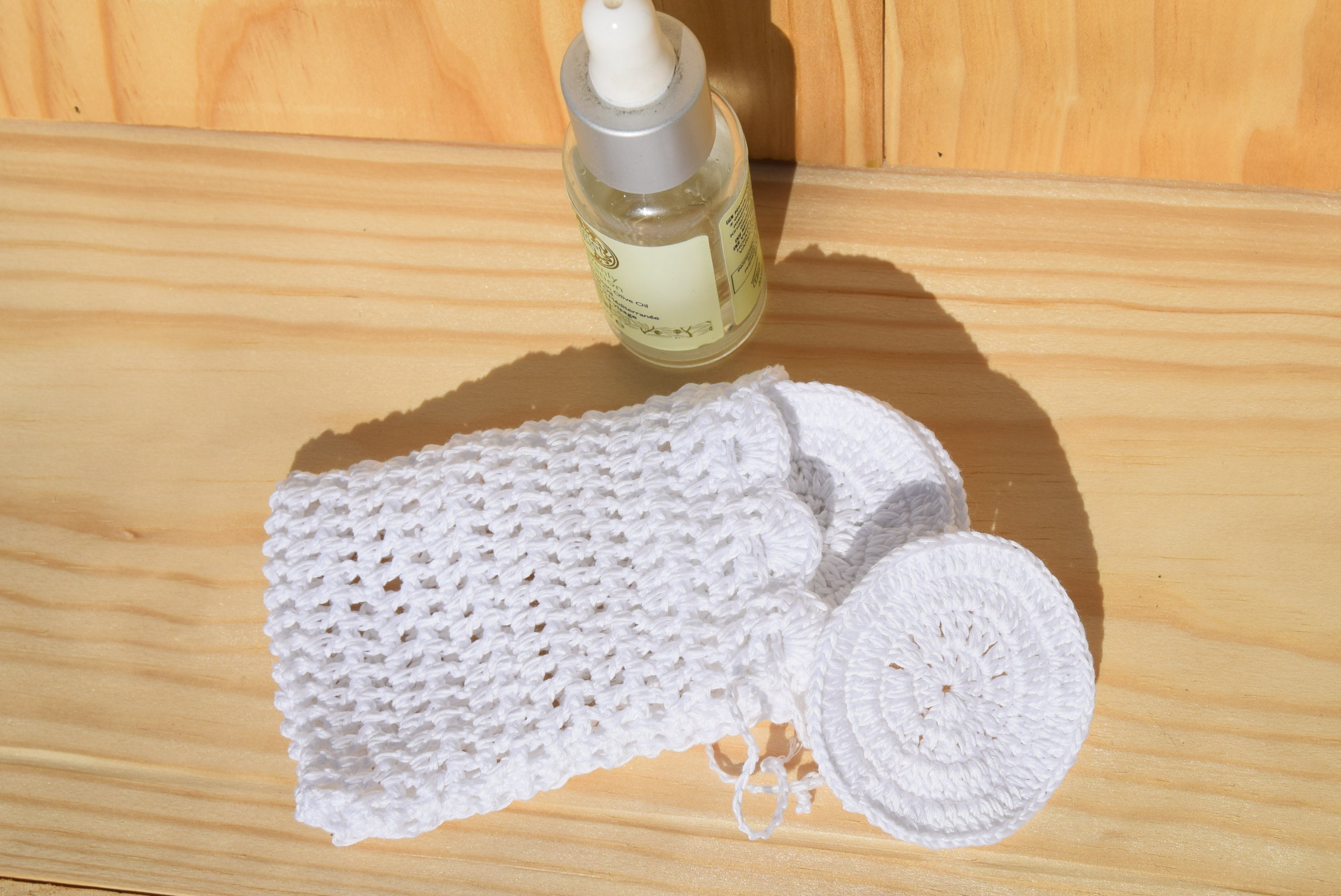 Cotton Face Pads, Set of 6, Face Scrubbies, Crocheted Laundry Bag ...