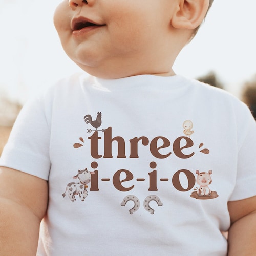Three I E I O Birthday Shirt 3rd Birthday Farm Birthday - Etsy