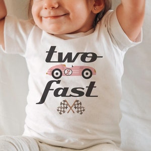 Two Fast Girl Birthday Shirts, Pink Race Car Girls Birthday Shirt, 2nd ...