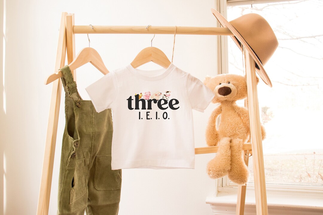 Three I E I O Birthday Shirt Matching Family Farm 3rd Birthday Outfit ...