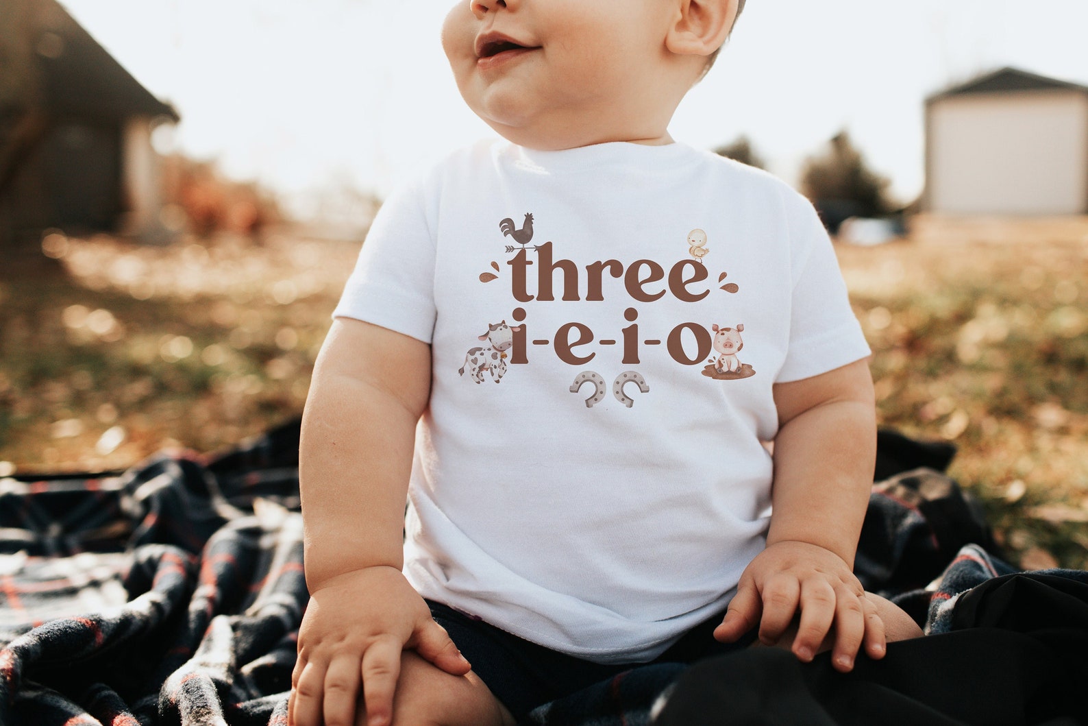 Three I E I O Farm Birthday Shirt, Barn Animals 3rd Third Three ...