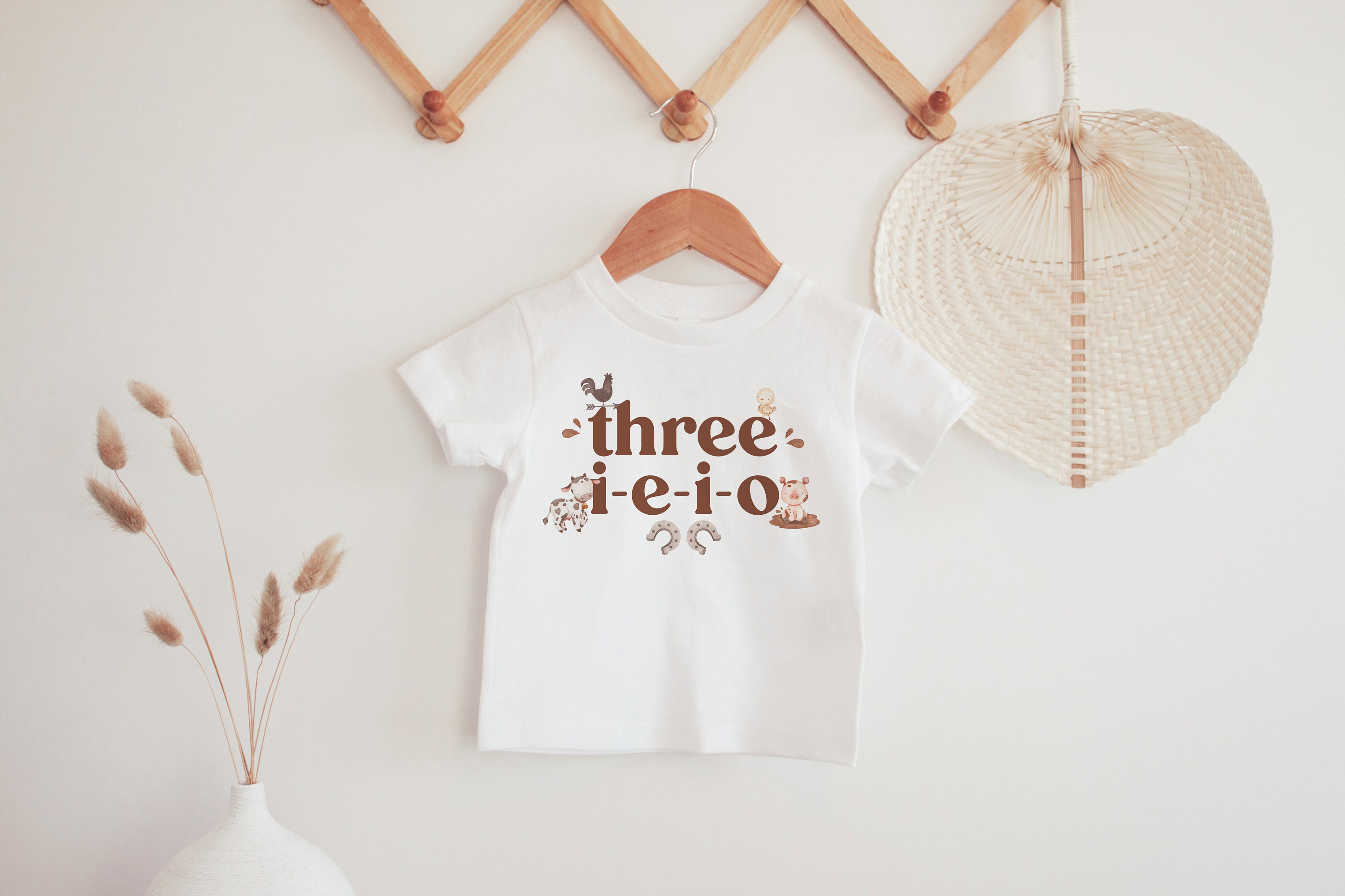 Three I E I O Farm Birthday Shirt, Barn Animals 3rd Third Three ...