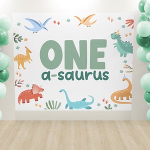 One-a-saurus Birthday Backdrop: Dinosaur 1st Birthday Party Decor - Etsy