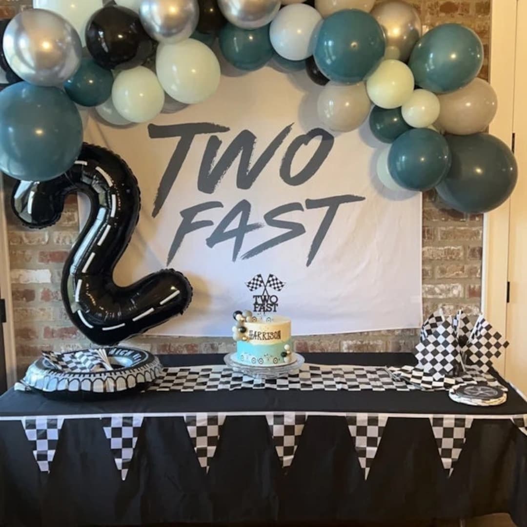 Two Fast Birthday Backdrop, Two Fast Birthday Banner, Race Car Birthday ...