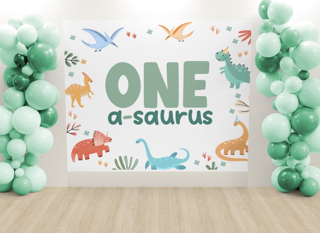One-a-saurus Birthday Backdrop: Dinosaur 1st Birthday Party Decor - Etsy