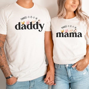 Three I E I O Birthday Shirt Farm 3rd Birthday Outfit Barn Animals ...