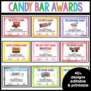 Printable Candy Bar Awards for Students End of Year Class Awards ...