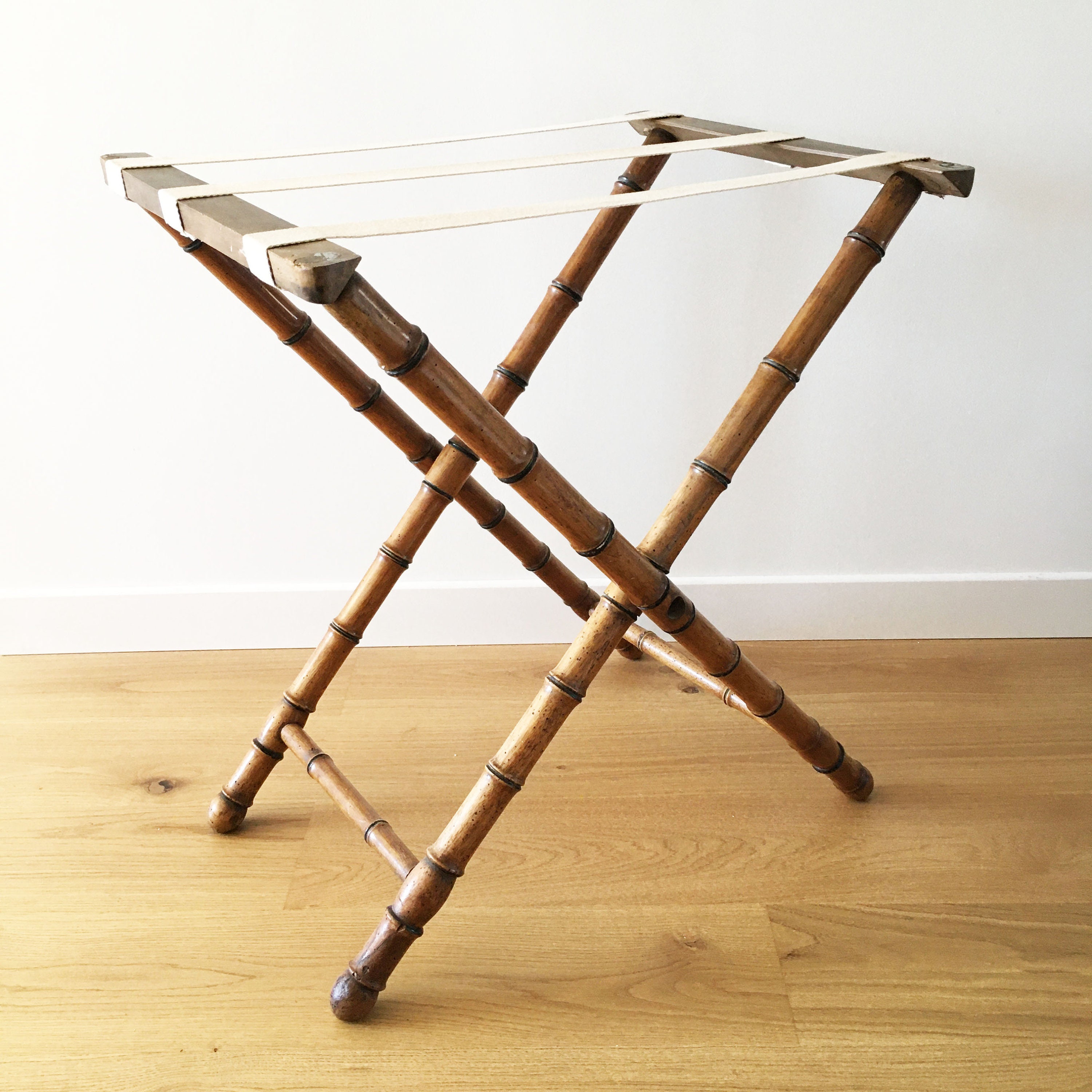 Table - vintage bamboo folding trestle