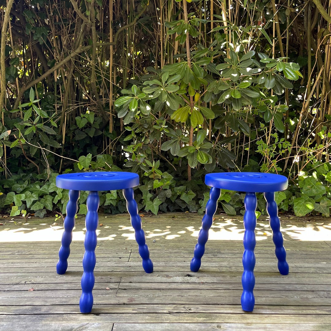 Pair of Blue Twisted Stools or Tables - Etsy