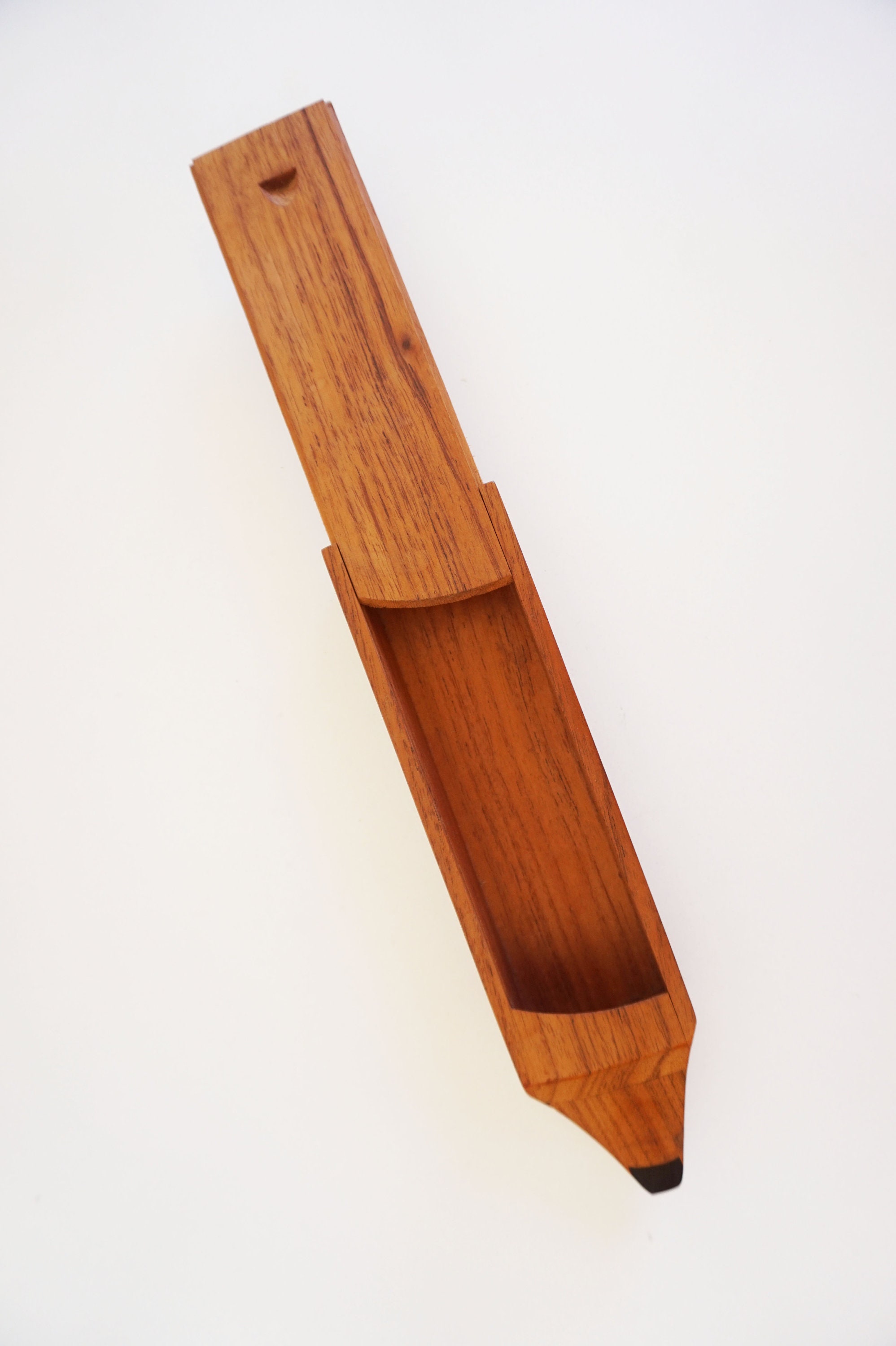 Vintage pencil shaped wooden pencil box