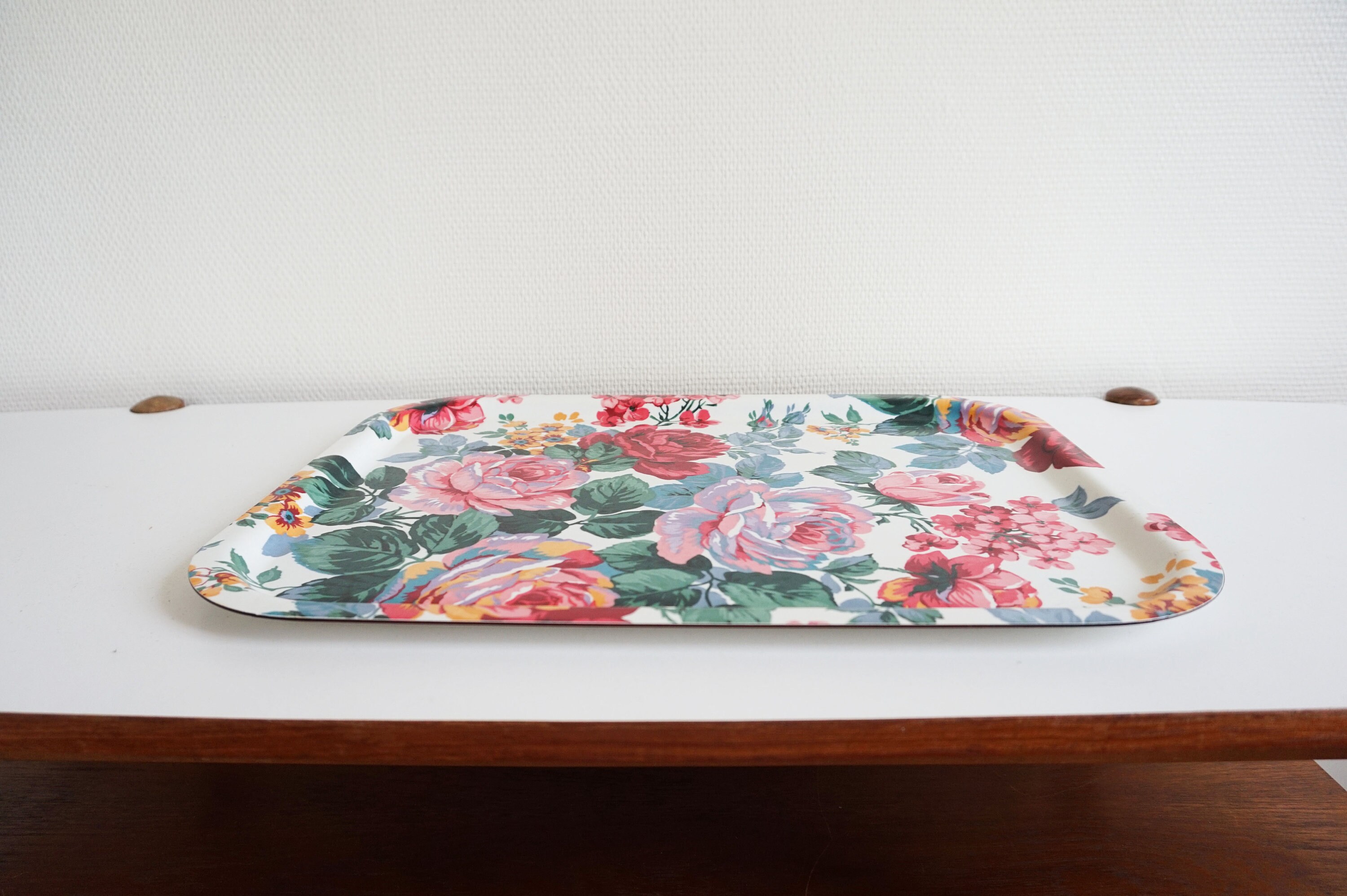 Large tray seventies vintage 1970s colorful flower