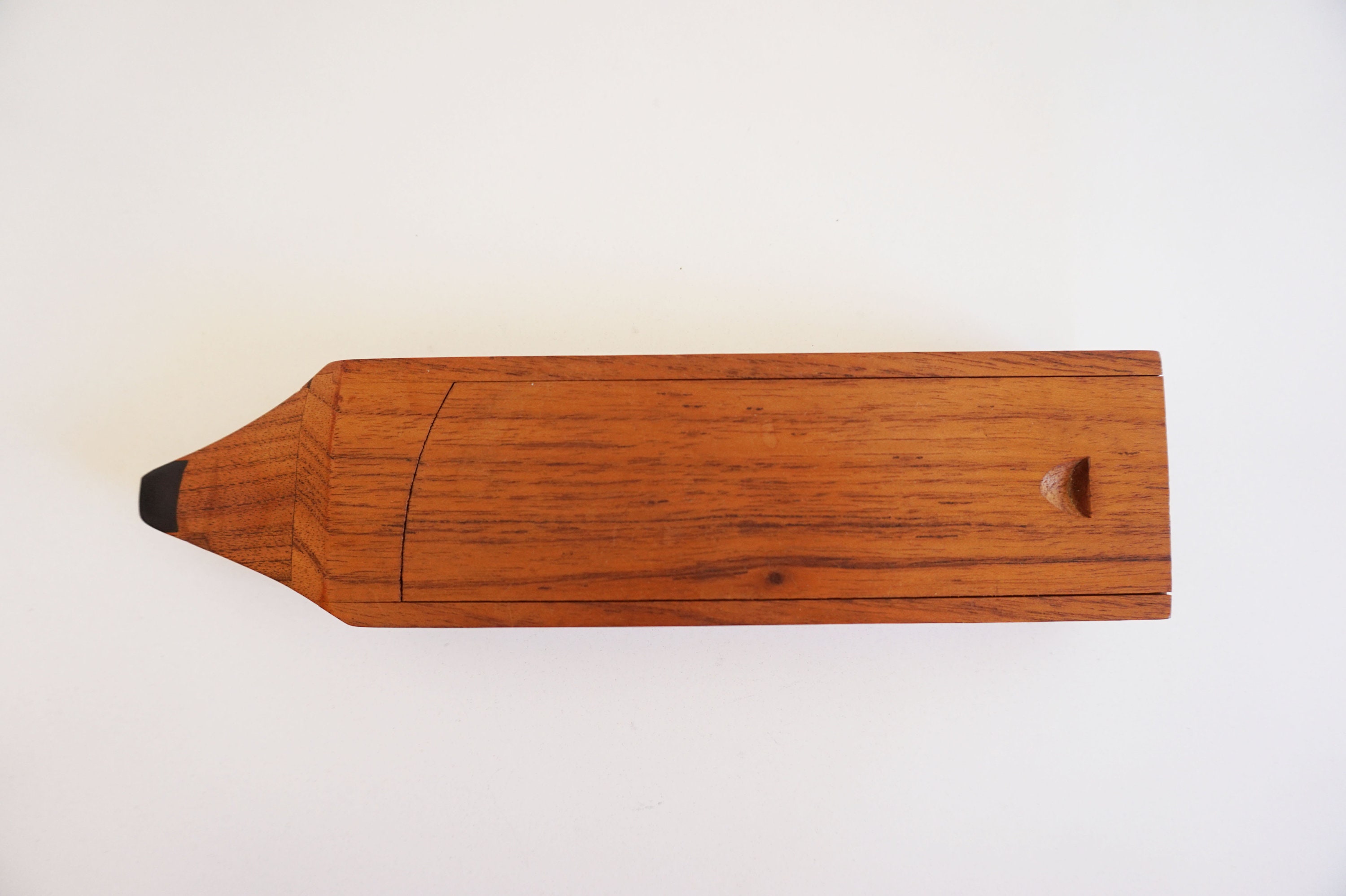 Vintage pencil shaped wooden pencil box