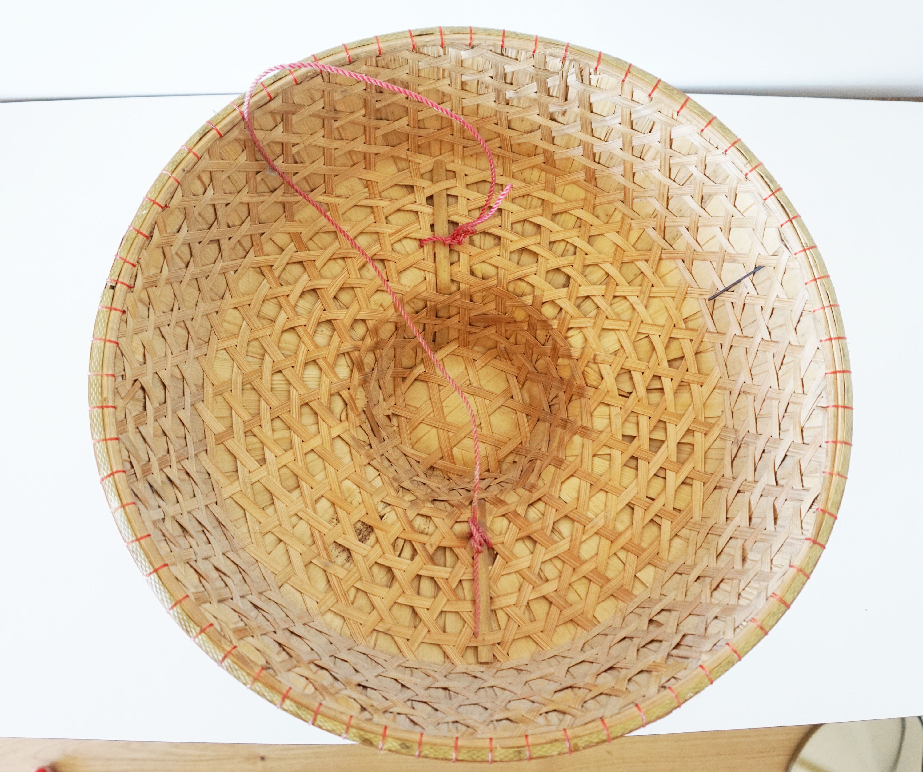 Large vintage Asian hat rattan bamboo wicker