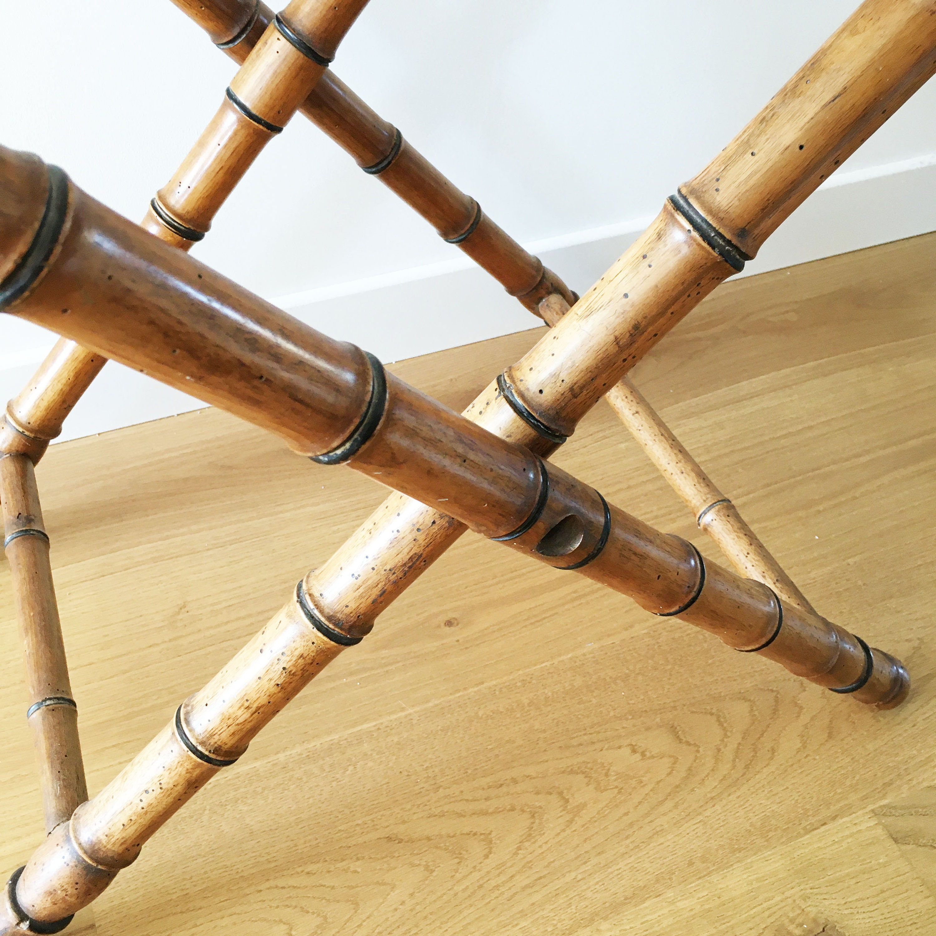 Table - vintage bamboo folding trestle