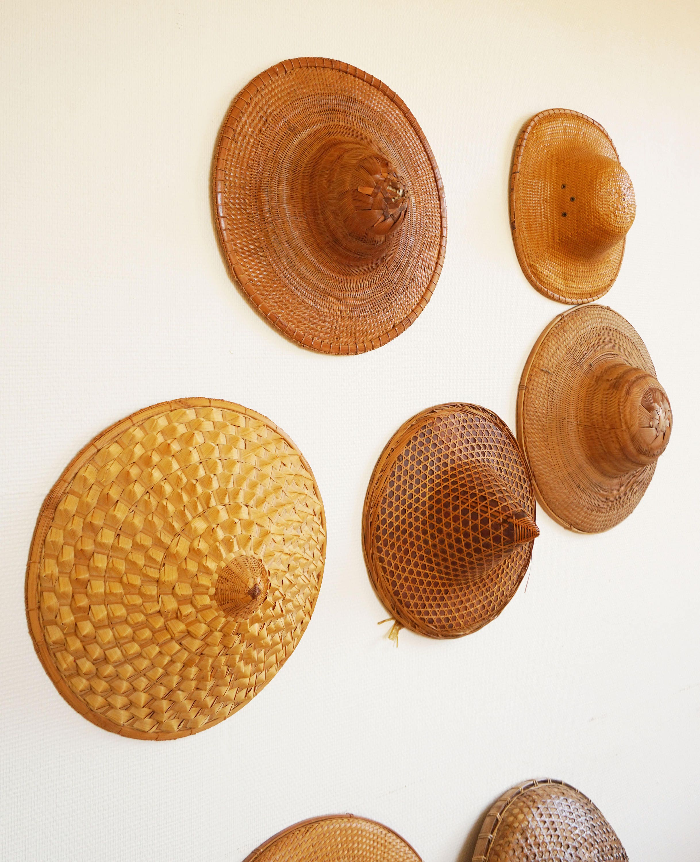 15 hats Asian Chinese vintage rattan wicker bamboo