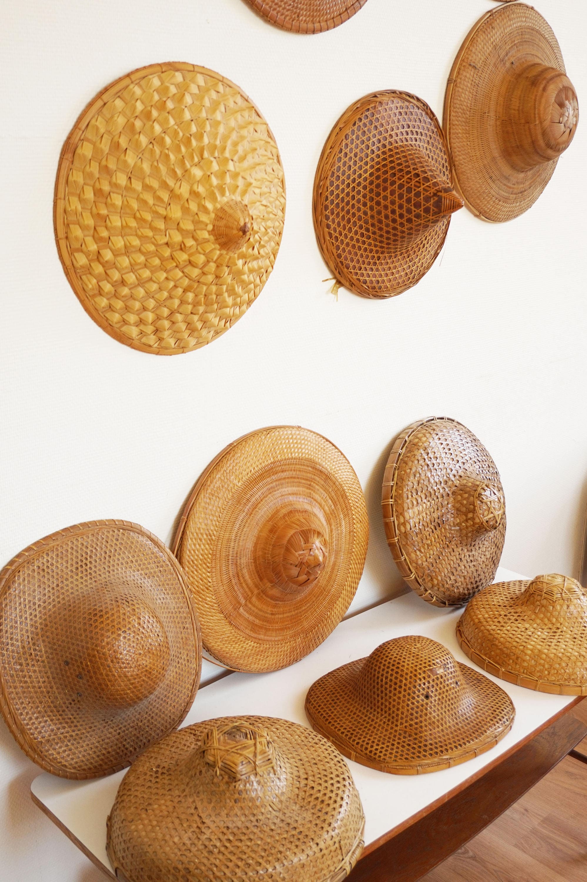 15 hats Asian Chinese vintage rattan wicker bamboo