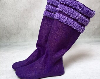 White Felted Socks With Parrot Birds Design Felt Wool - Etsy