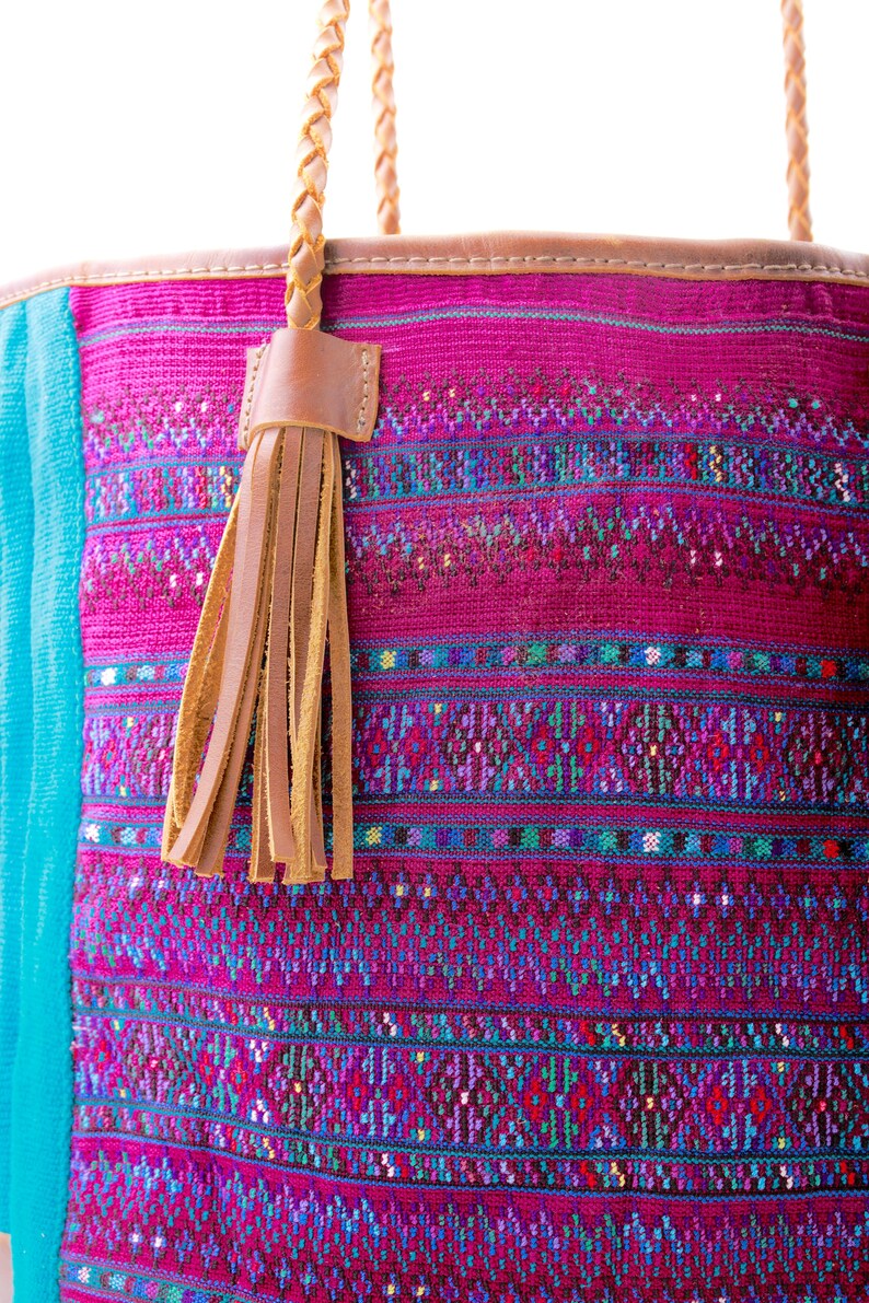 Artisan Guatemalan Totebag 100% Full-grain Leather Huipil Bag|leather ...
